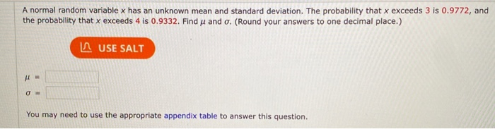 Solved A normal random variable x has an unknown mean and | Chegg.com