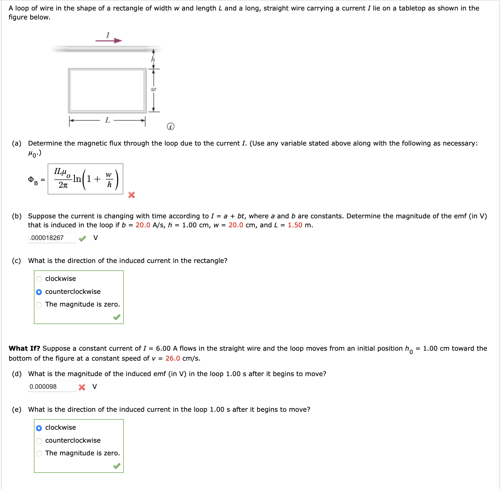 Solved A loop of wire in the shape of a rectangle of width w | Chegg.com
