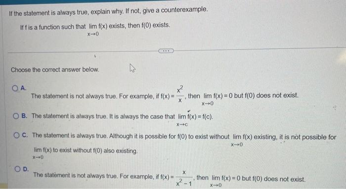 Solved If the statement is always true, explain why. If not, | Chegg.com