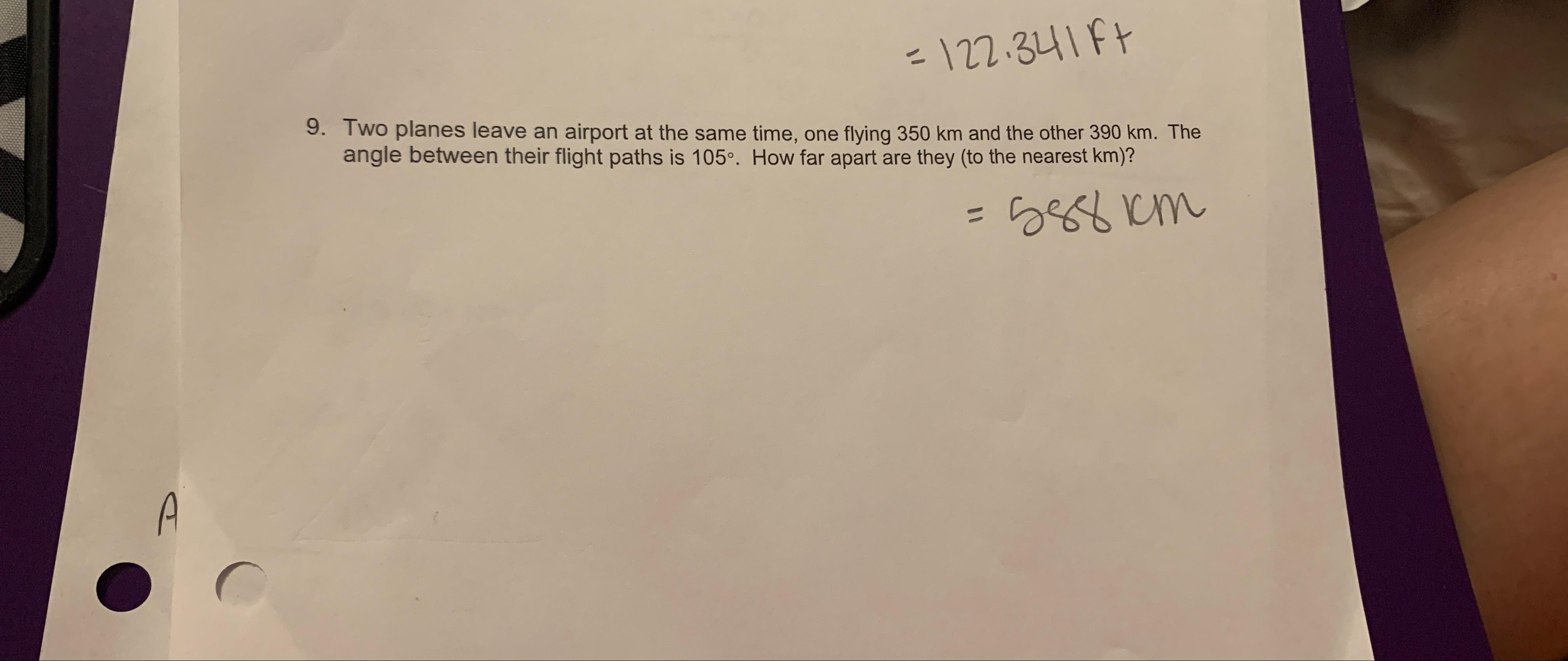Solved Two planes leave an airport at the same time, one | Chegg.com