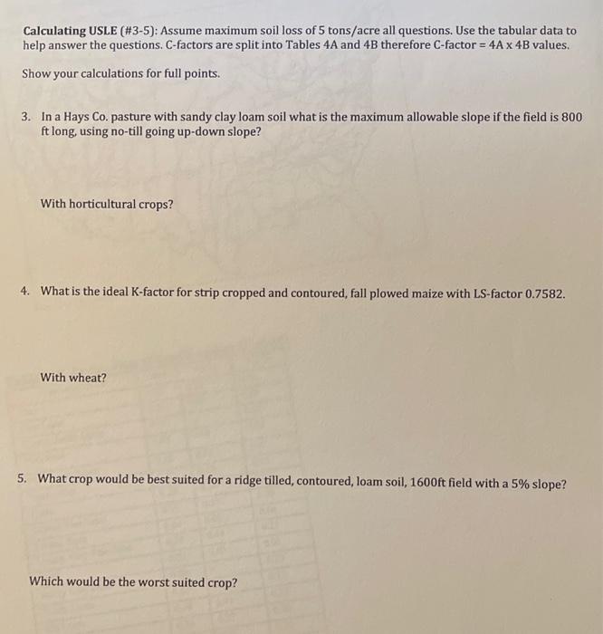 Solved Part B - Universal Soil Loss Equation (USLE) Activity | Chegg.com