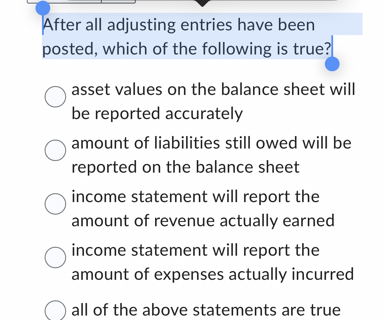 Solved After all adjusting entries have been posted, which | Chegg.com