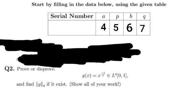 Solved Start by filling in the data below, using the given | Chegg.com