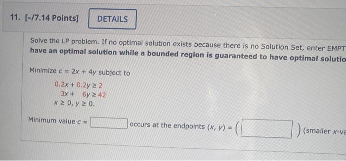 Solved Solve the LP problem. If no optimal solution exists | Chegg.com