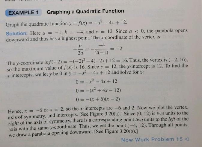 Solved EXAMPLE 1 Graphing a Quadratic Function Graph the | Chegg.com