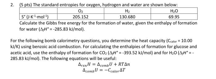 Solved Calculate the Gibbs free energy for the formation of | Chegg.com