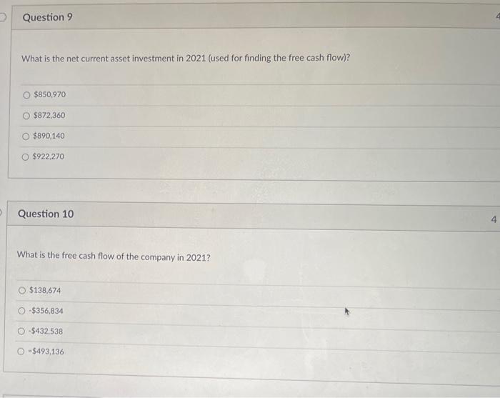 Solved Question 9 What is the net current asset investment | Chegg.com