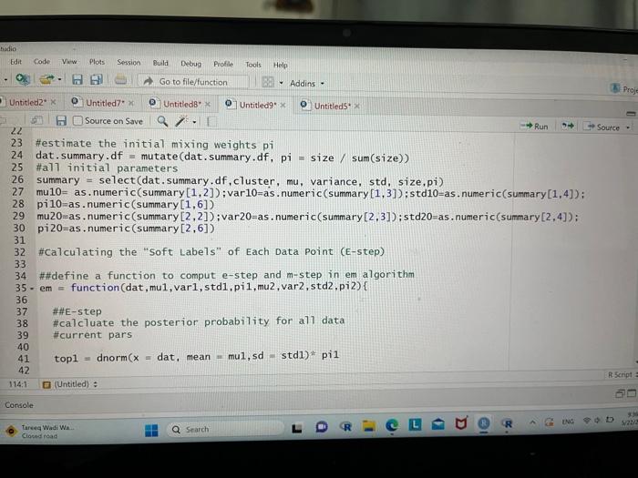 Solved This is code for gaussian mixture model clustering i | Chegg.com