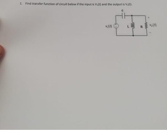 Solved Find transfer function of circuit below if the input | Chegg.com