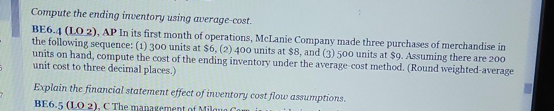 Solved Compute the ending inventory using average-cost. | Chegg.com
