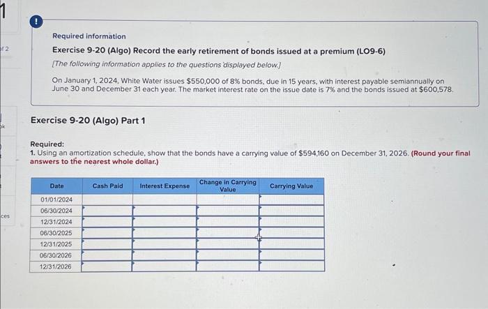 Solved Required information Exercise 9-20 (Algo) Record the | Chegg.com