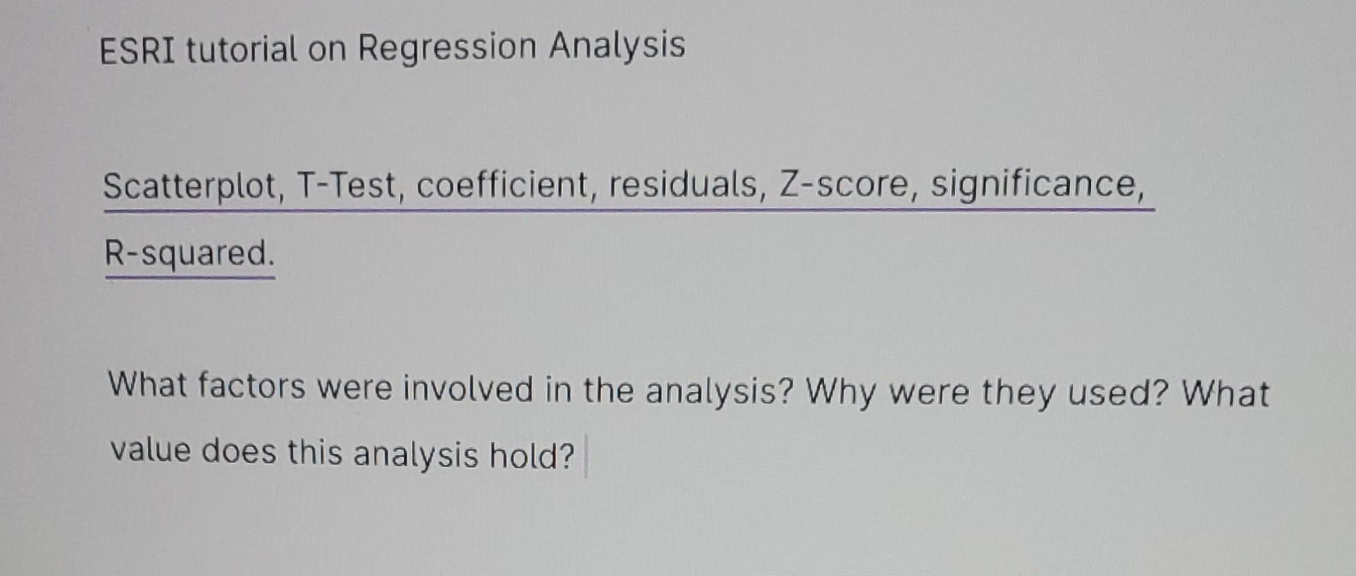 ESRI tutorial on Regression Analysis Scatterplot, | Chegg.com