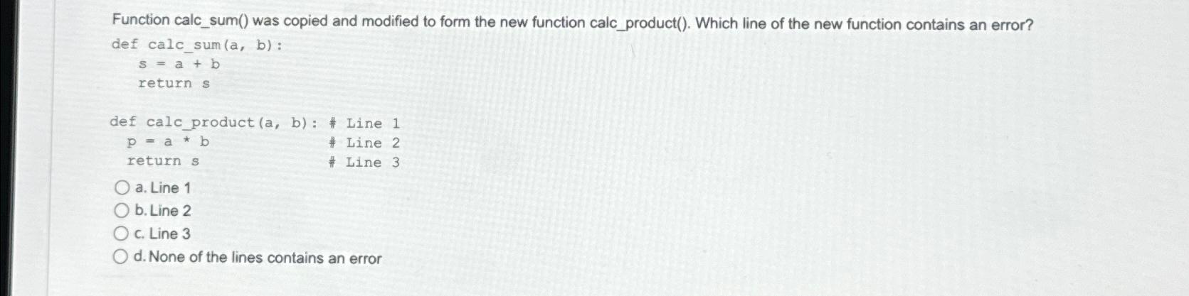 Solved Function Calc Sum ﻿was Copied And Modified To Form