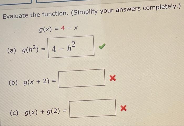 Solved Evaluate the function. (Simplify your answers | Chegg.com