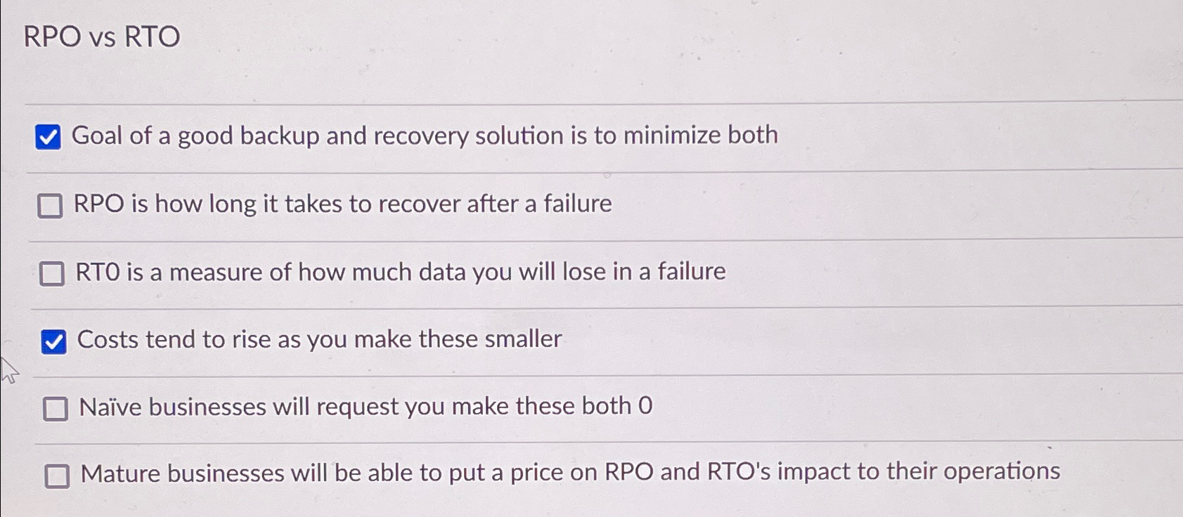 Solved RPO vs RTOGoal of a good backup and recovery solution | Chegg.com