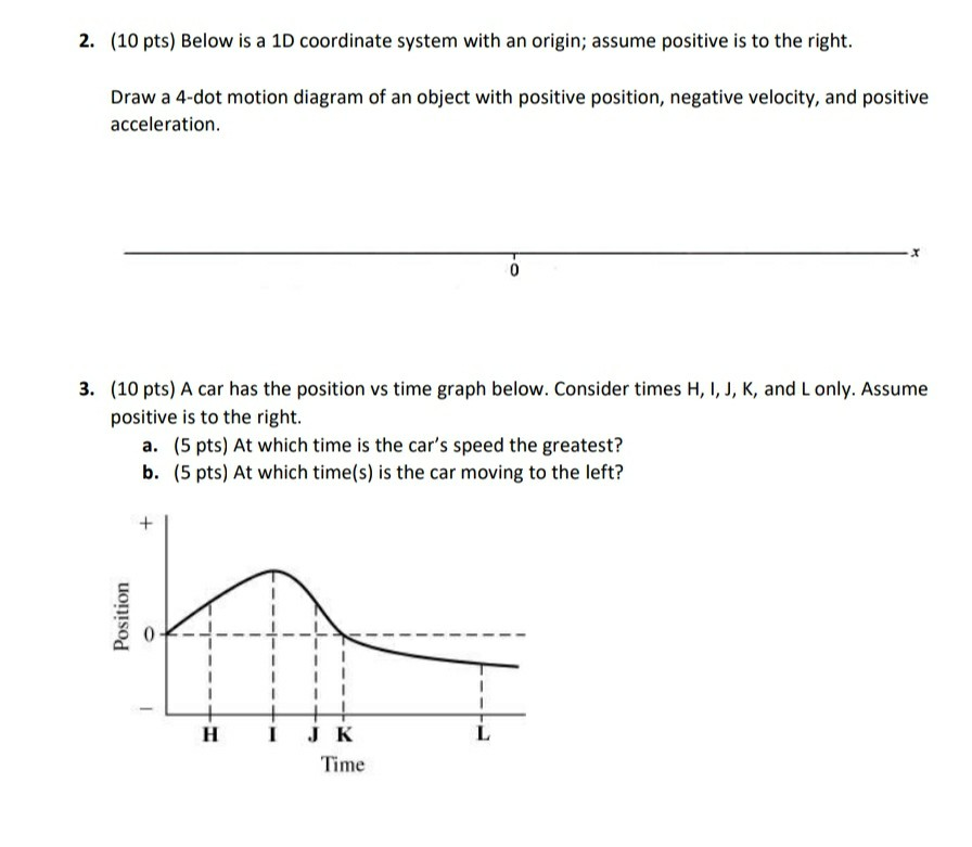 Solved 2. (10 pts) Below is a 1D coordinate system with an | Chegg.com