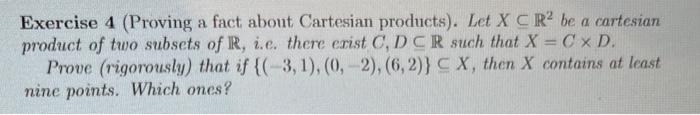 Solved Exercise 4 (Proving a fact about Cartesian products). | Chegg.com