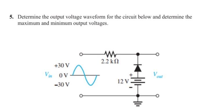 Solved 5. Determine the output voltage waveform for the | Chegg.com