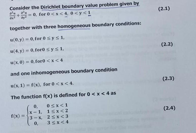 Solved Consider the Dirichlet boundary value problem given | Chegg.com