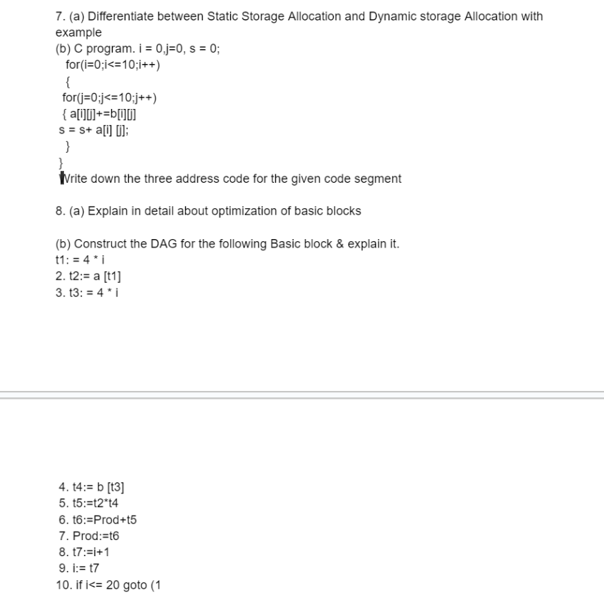 Solved A ﻿differentiate Between Static Storage Allocation