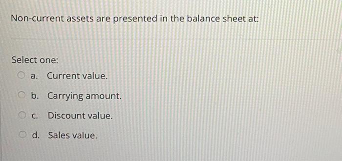 Solved Non-current assets are presented in the balance sheet | Chegg.com