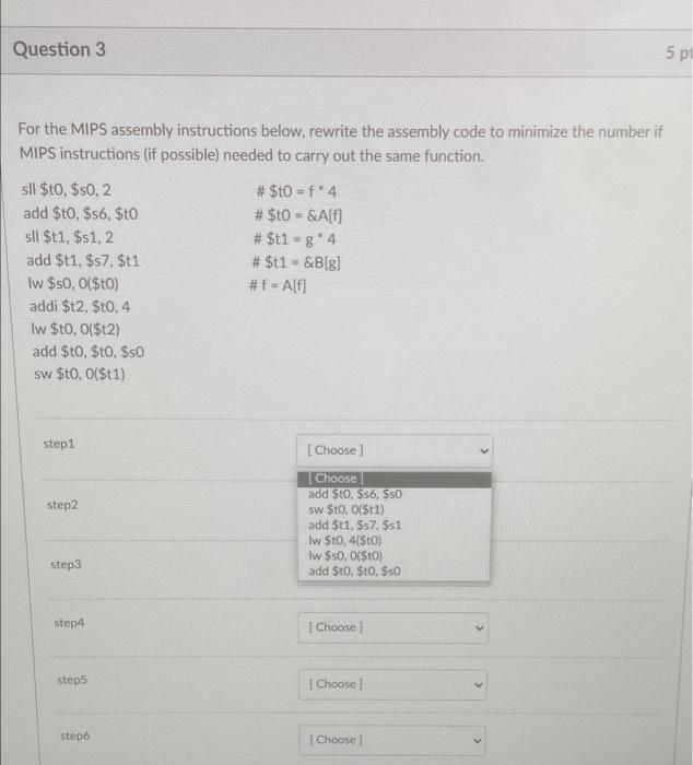 Solved For the MIPS assembly instructions below, rewrite the | Chegg.com