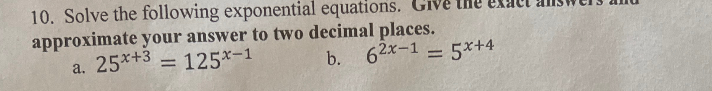 Solved Solve the following exponential equations. | Chegg.com