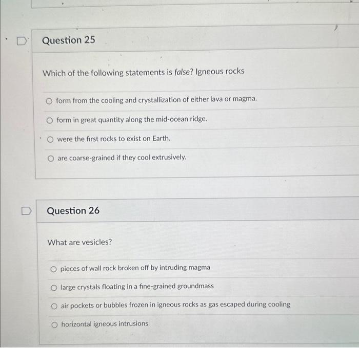 Solved Which of the following statements is false? Igneous | Chegg.com