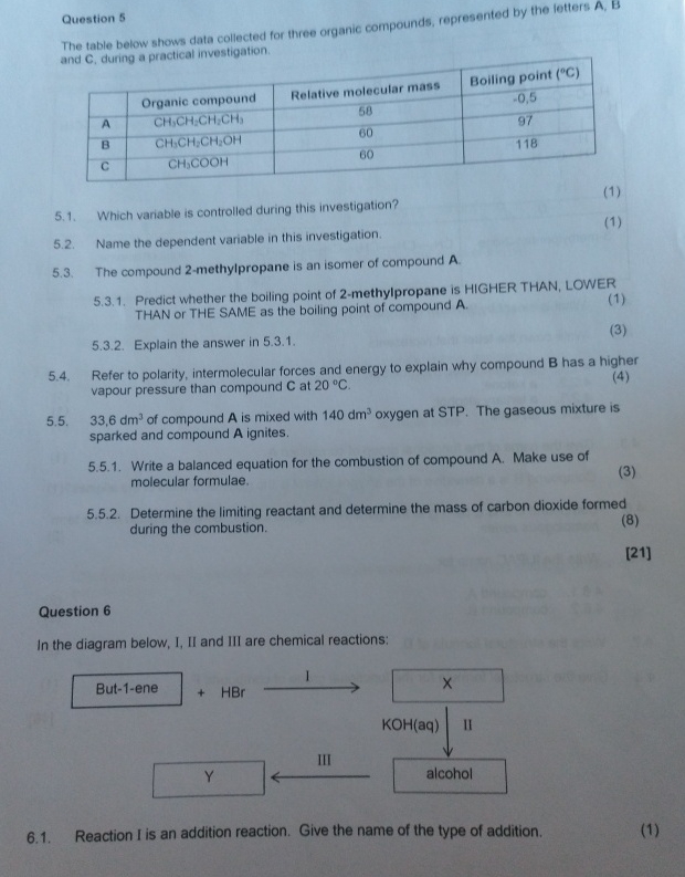 Solved Question 5The table below shows data collected for | Chegg.com