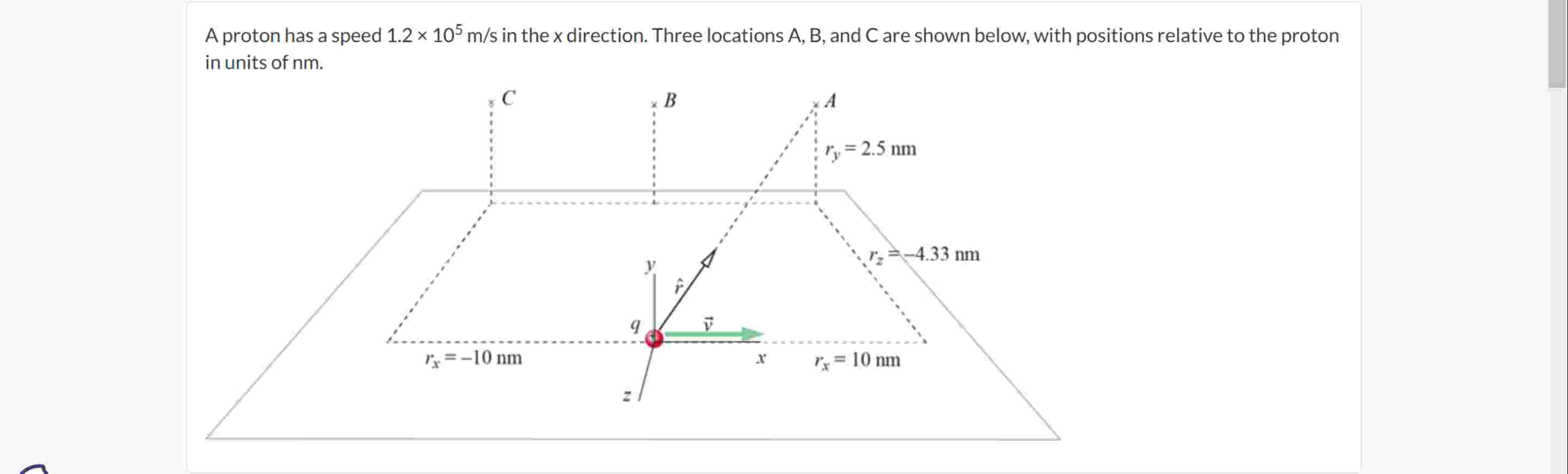 Solved A proton has a speed 1.2×105ms in ﻿the x ﻿direction. | Chegg.com