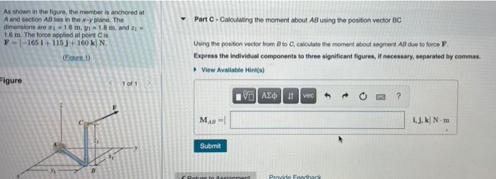 Solved Part C. Calculating the moment about AB using the | Chegg.com