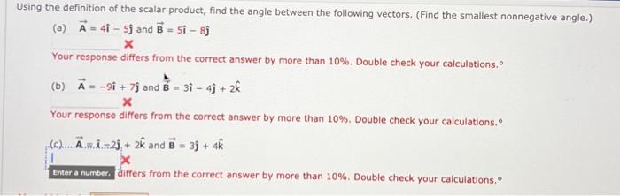 Solved Using the definition of the scalar product, find the | Chegg.com