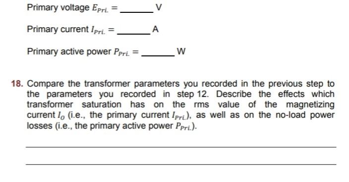 Solved For maximal efficiency, the nominal primary voltage | Chegg.com