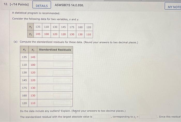 Solved A statistical program is recommended. Consider the | Chegg.com