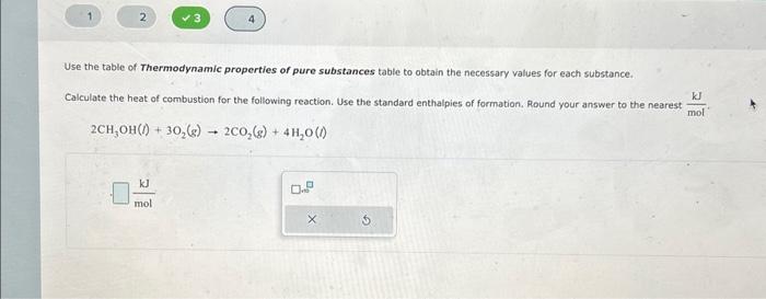 Solved Use the table of Thermodynamic properties of pure | Chegg.com