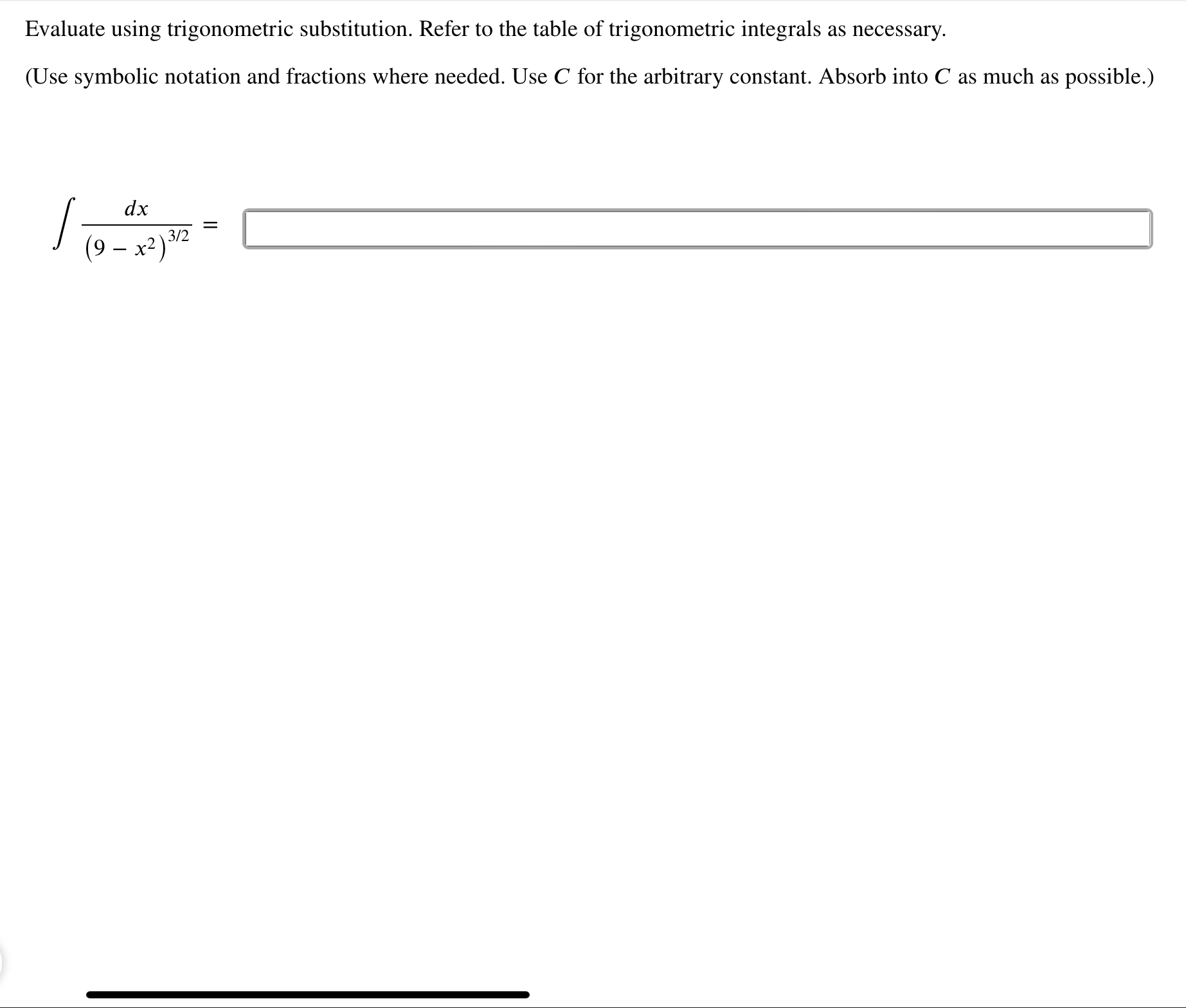 Solved Evaluate using trigonometric substitution. Refer to | Chegg.com