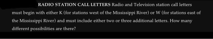 Solved RADIO STATION CALL LETTERS Radio and Television | Chegg.com