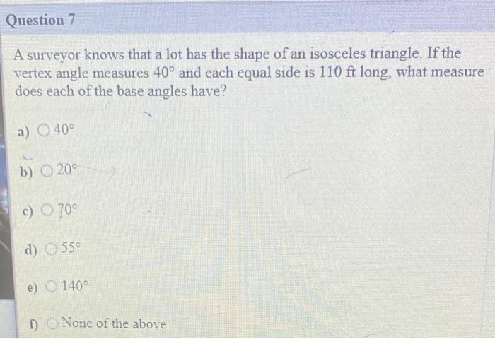 Solved A surveyor knows that a lot has the shape of an | Chegg.com