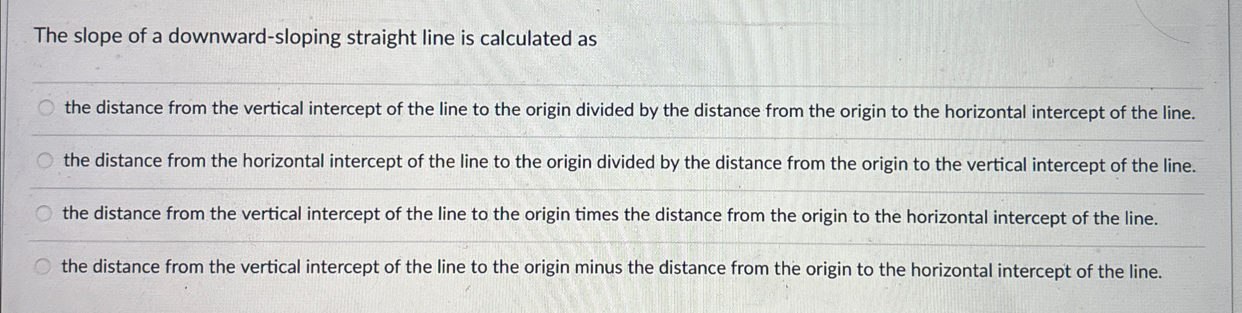 Solved The slope of a downward-sloping straight line is | Chegg.com
