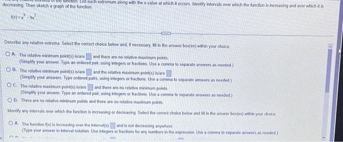 Solved decreasing Then sketch a graph of the bunction | Chegg.com
