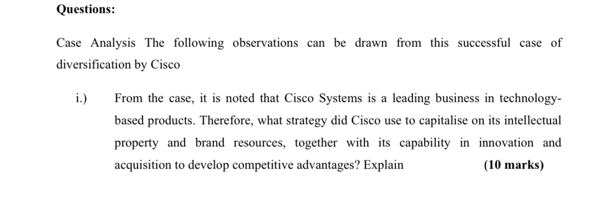 Solved Cisco case studyCase Analysis The following | Chegg.com