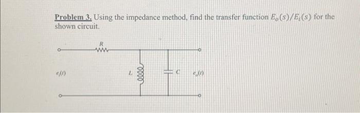 Solved Problem 3, Using the impedance method, find the | Chegg.com