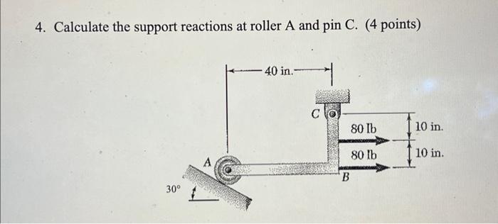Solved 4. Calculate the support reactions at roller A and | Chegg.com