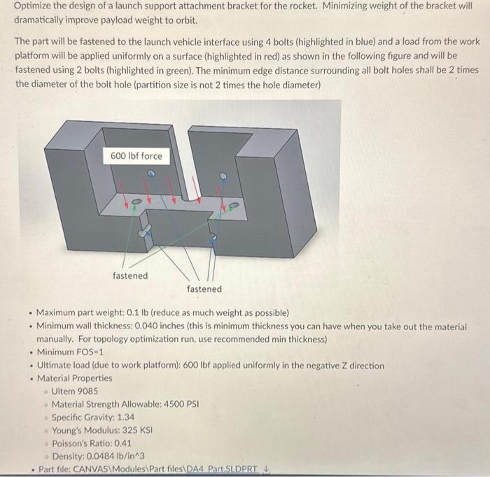 Solved Optimize the design of a launch support attachment | Chegg.com