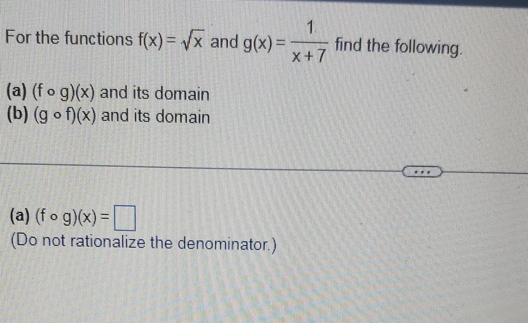 Solved For the functions f(x)=x and g(x)=x+71 find the | Chegg.com