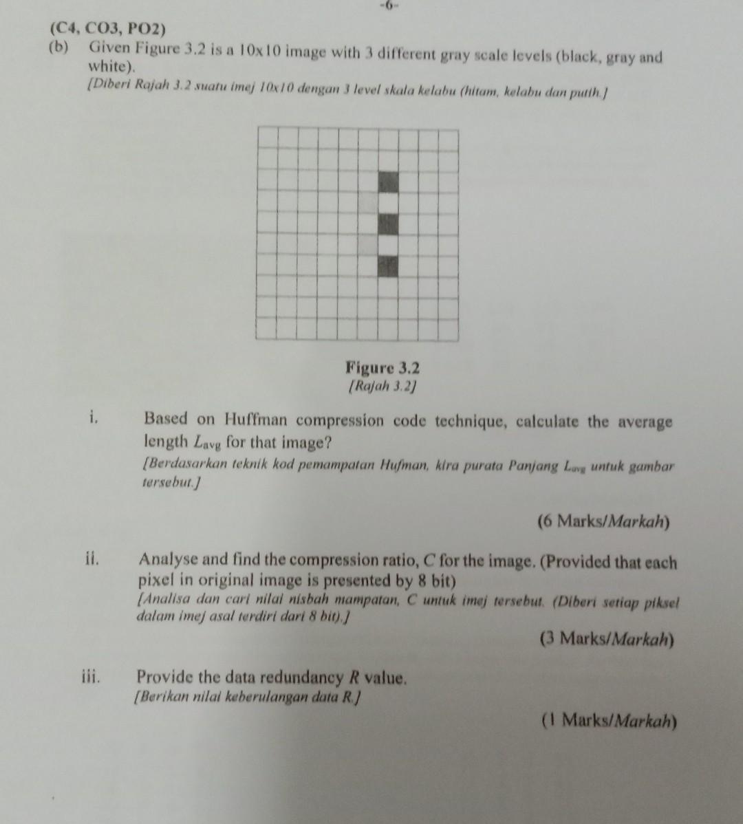 Solved (C4, CO3,PO2) (b) Given Figure 3.2 is a 10x 10 image | Chegg.com