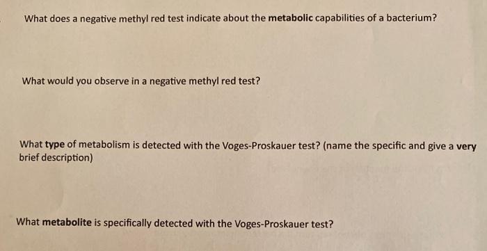 Solved What does a negative methyl red test indicate about | Chegg.com