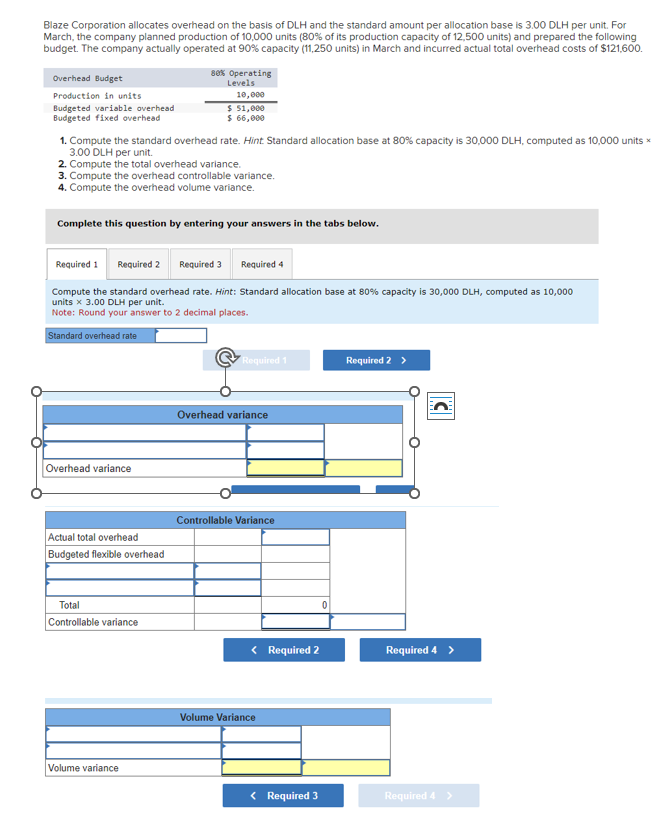 Blaze Corporation allocates overhead on the basis of | Chegg.com
