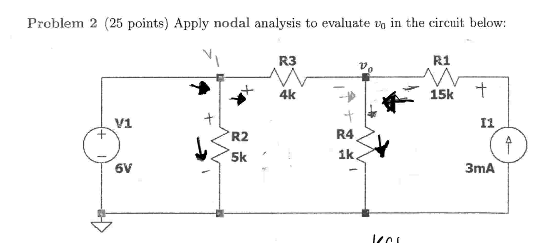 Solved Problem 2 (25 ﻿points) ﻿Apply nodal analysis to | Chegg.com