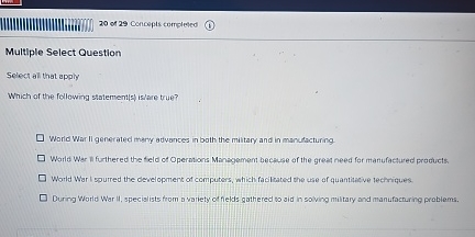 Solved 20 ﻿of 29 ﻿concepts completedMultiple Select | Chegg.com